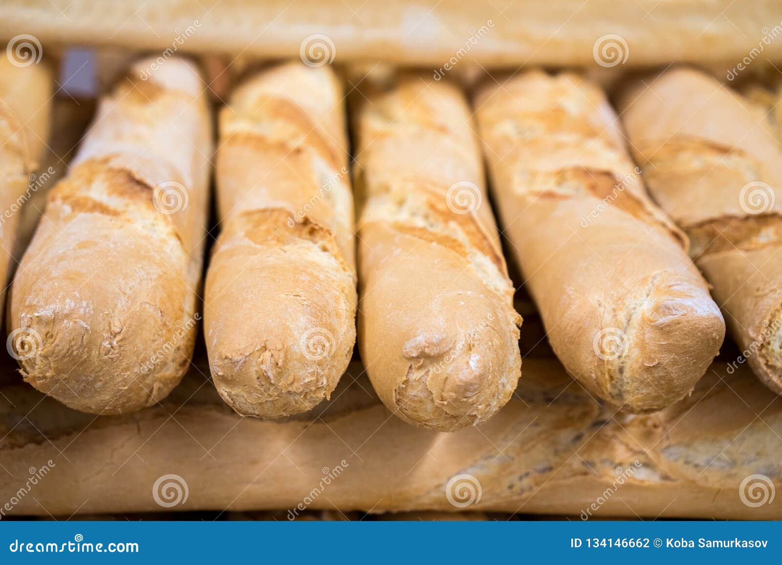 Fresh Bread on the Shelves in Bakery, Food Stock Photo - Image of warm ...