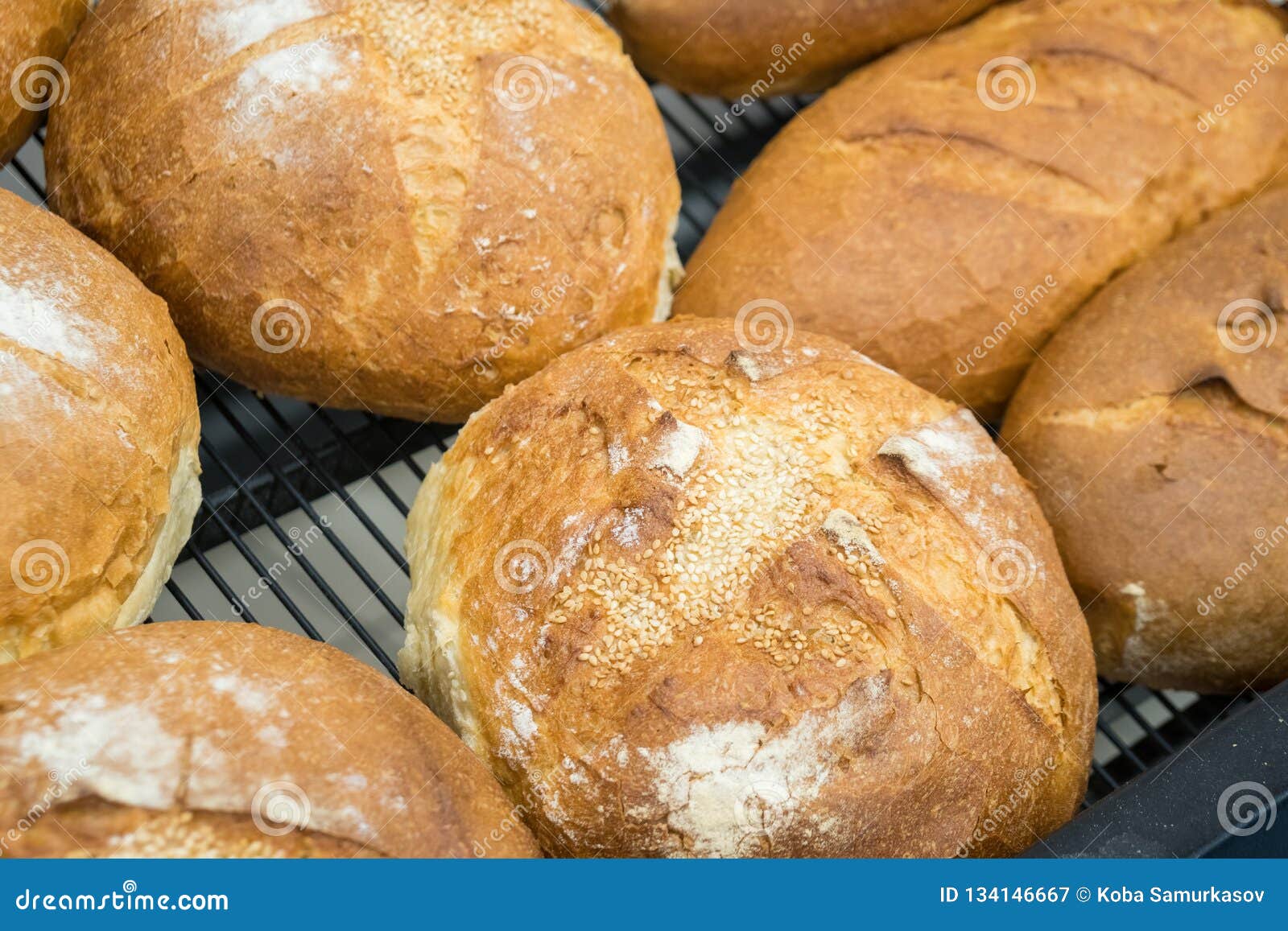 Fresh Bread on the Shelves in Bakery, Food Stock Image - Image of ...