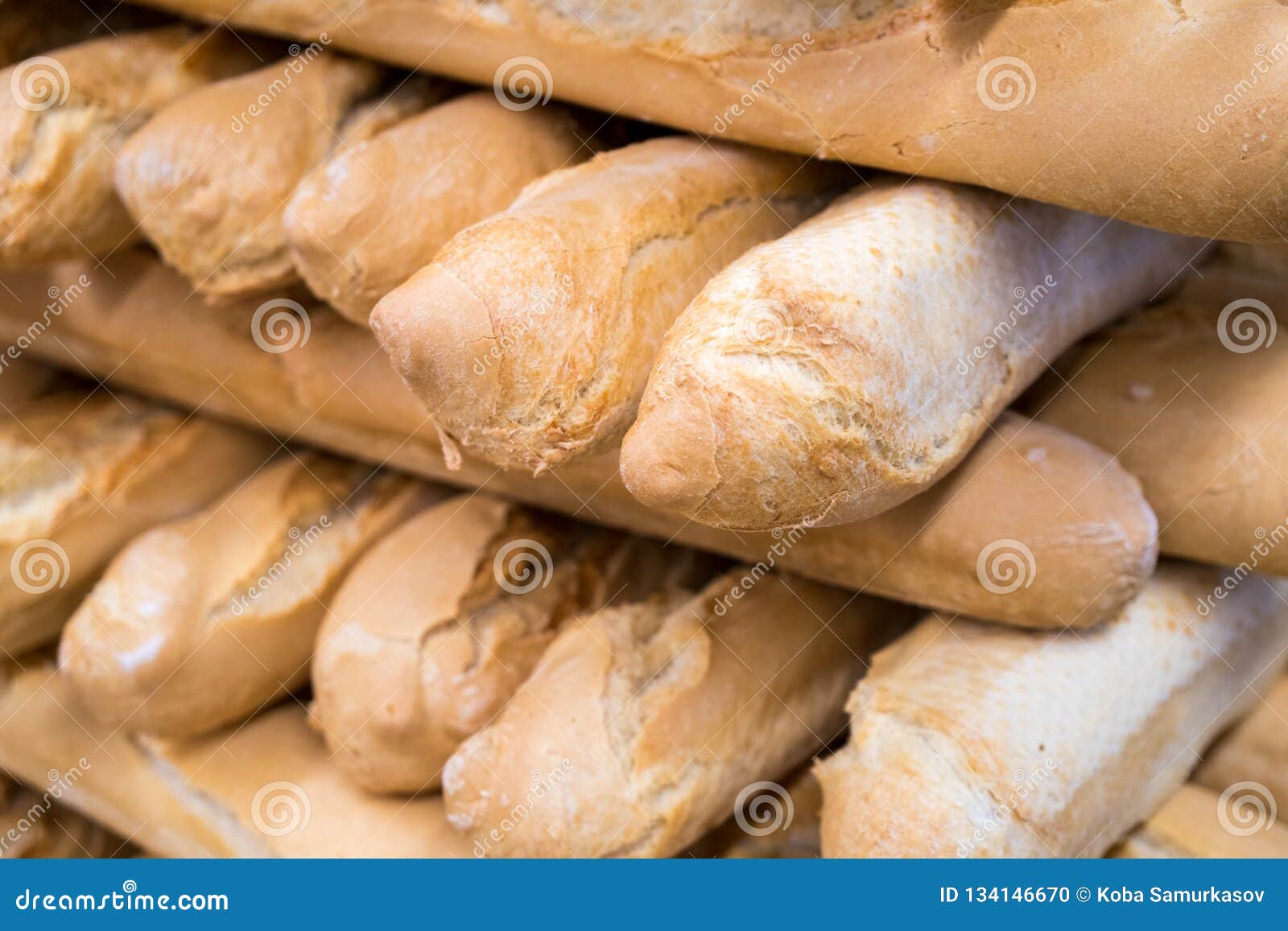 Fresh Bread on the Shelves in Bakery, Food Stock Photo - Image of ...