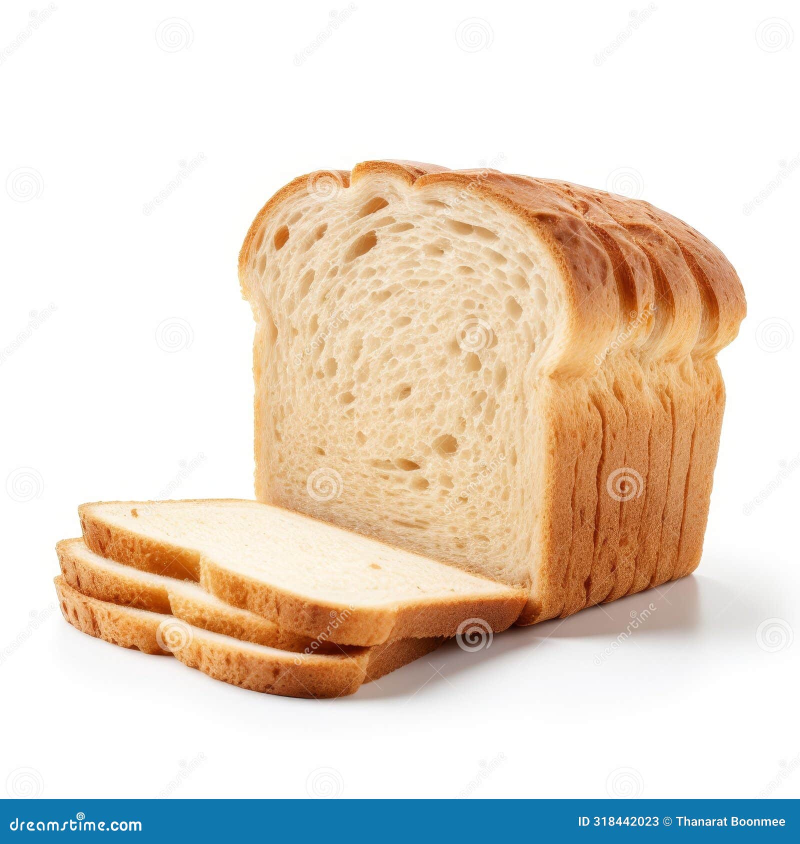 Fresh Bread Slice Perfectly Isolated on a Pristine White Background, Ai ...