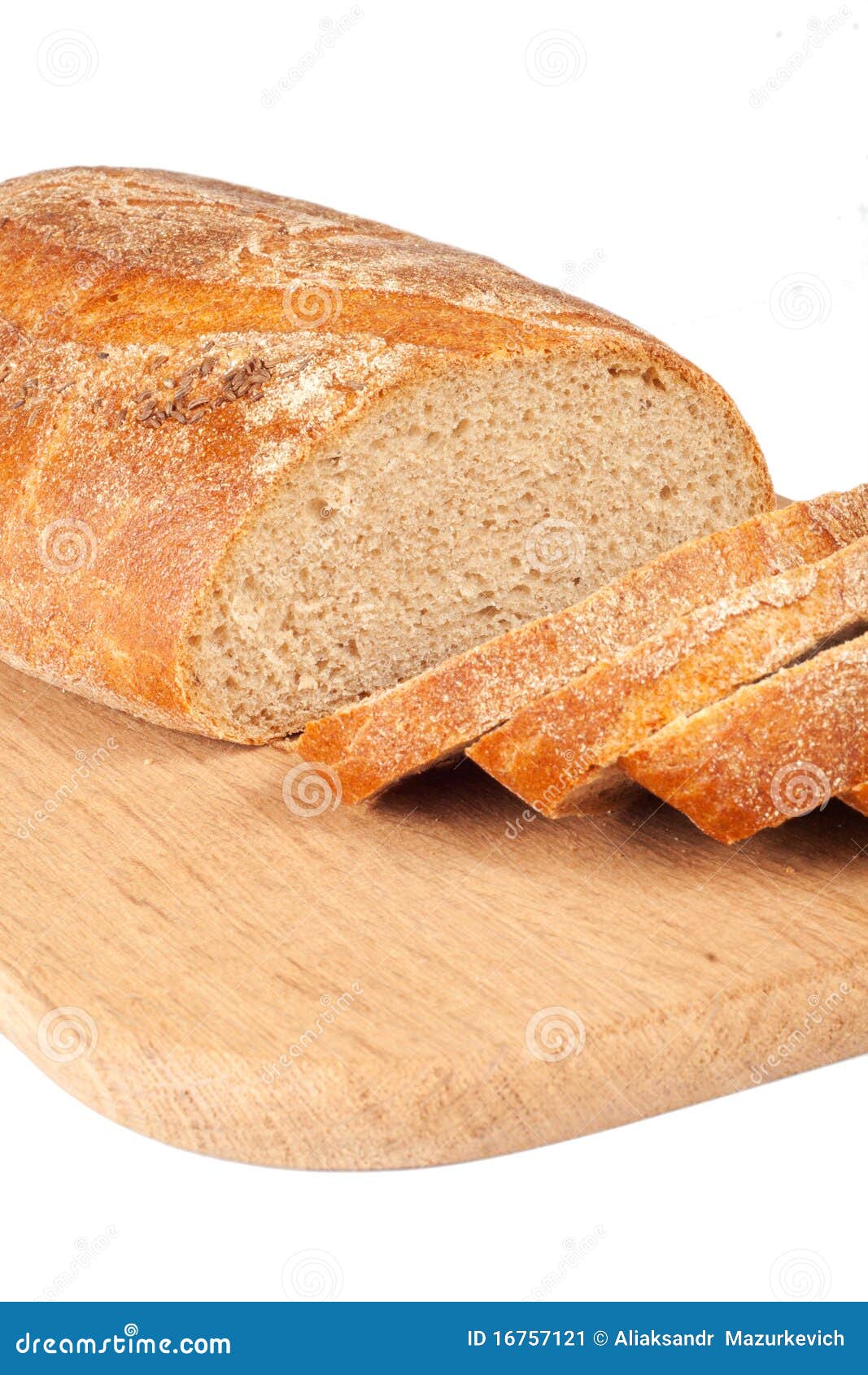 Fresh Bread Sliced on a Wooden Chopping Board Stock Image - Image of ...