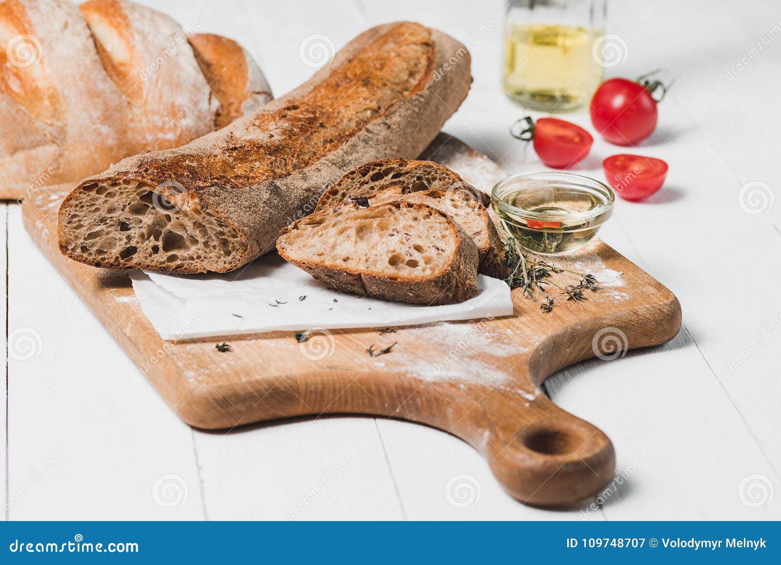 Fresh Bread on Table Close-up Stock Image - Image of life, kitchen ...