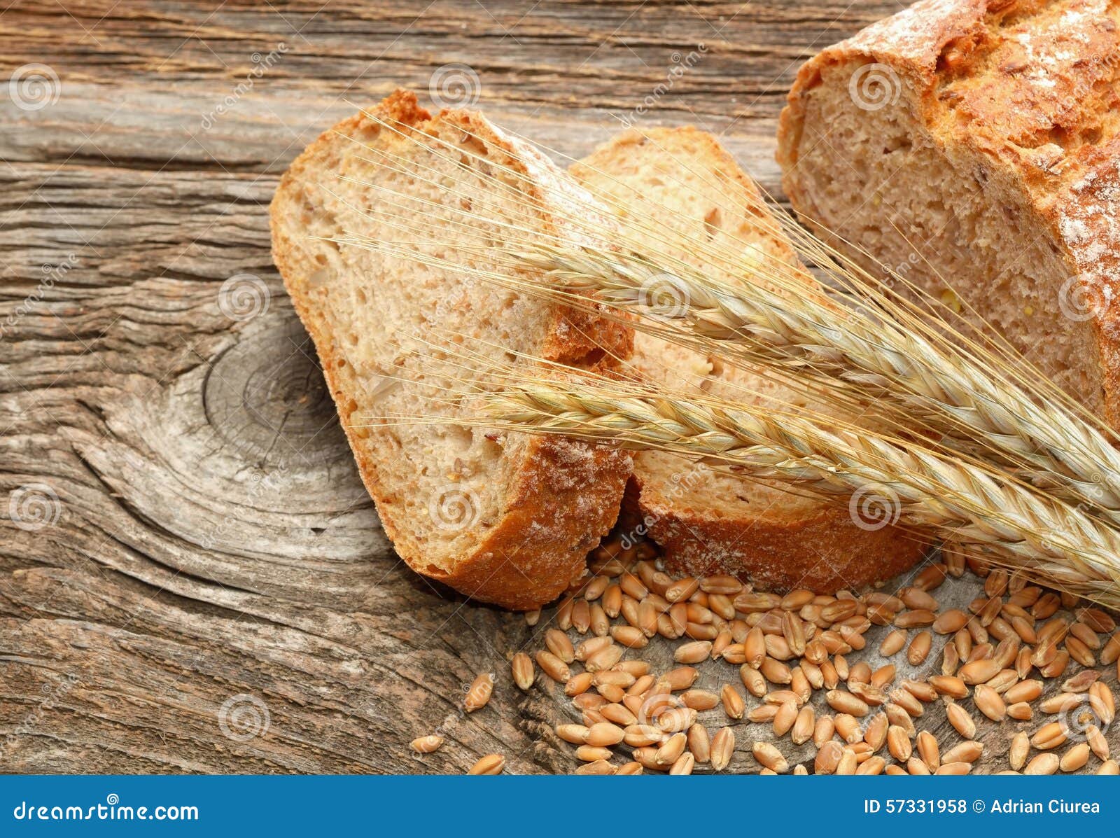 Fresh bread and wheat stock photo. Image of composition - 57331958