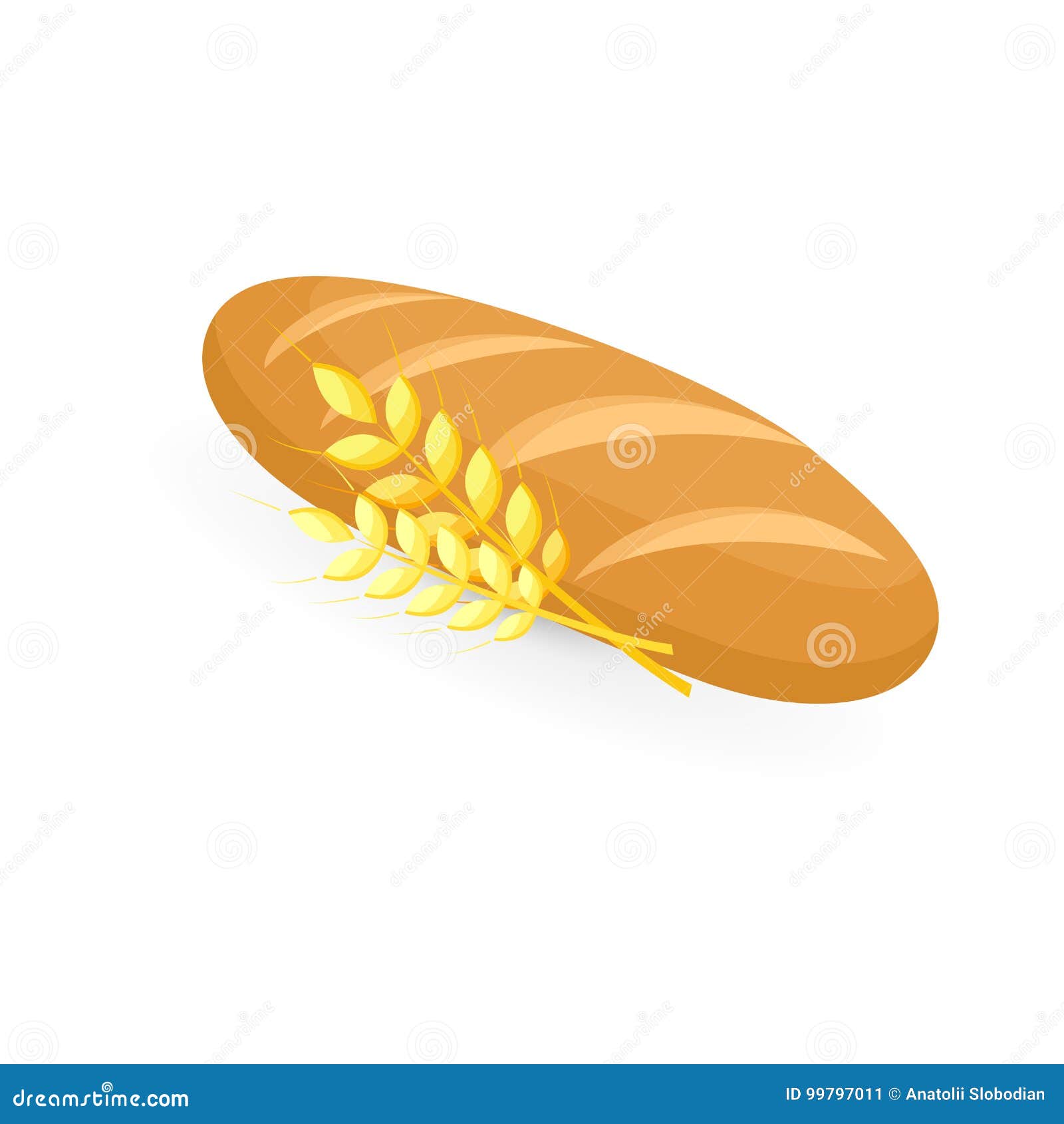 Fresh Bread. White Bread with Grain Stock Vector - Illustration of ...