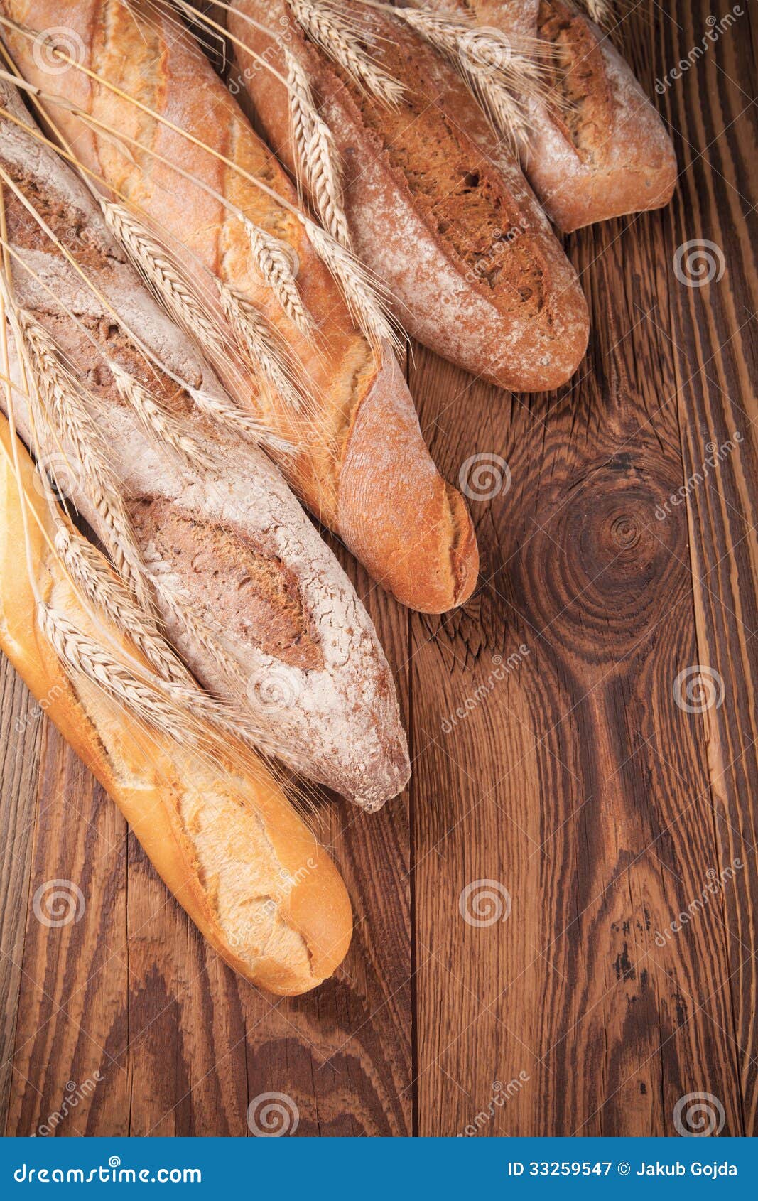 Fresh bread on wood stock image. Image of grain, loaf - 33259547