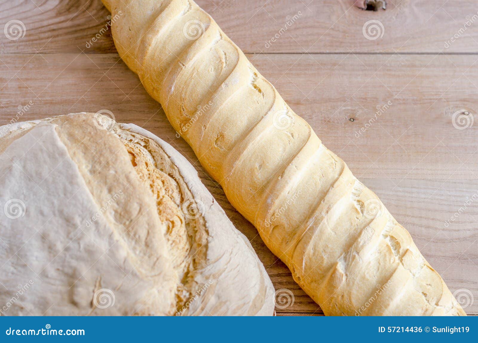 Fresh Breads on the Wooden. Stock Photo - Image of loaf, cutting: 57214436