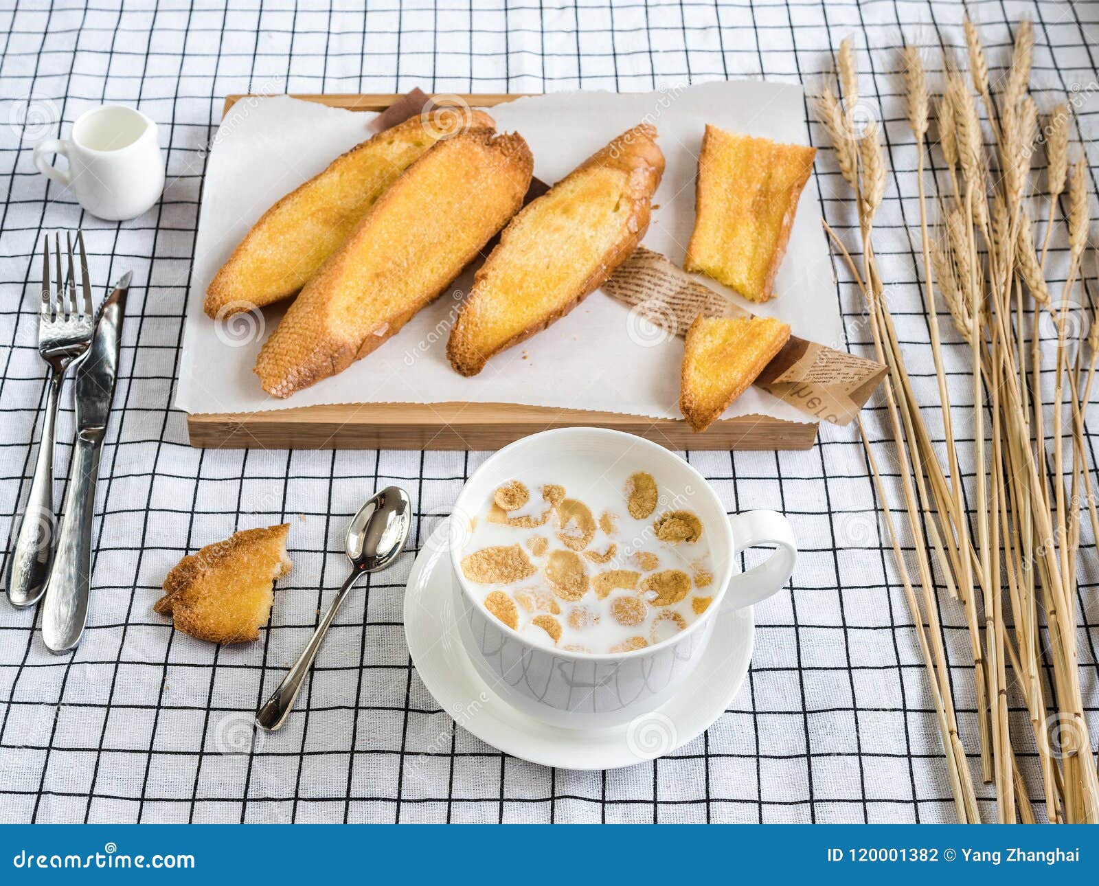 Fresh Breakfast with Milk and Bread for Every Morning Refreshment Stock ...