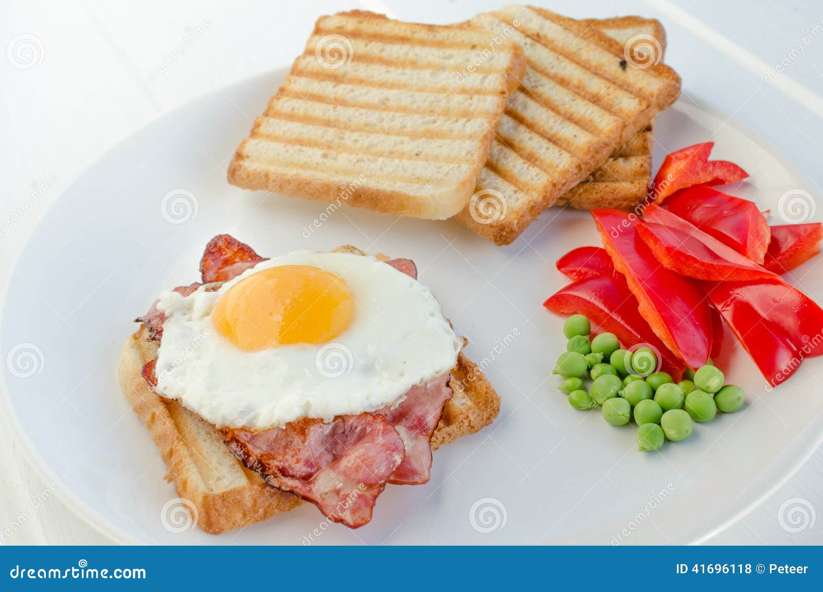 Fresh Breakfest - Ham, Eggs, Vegetable and Toast Stock Photo - Image of ...