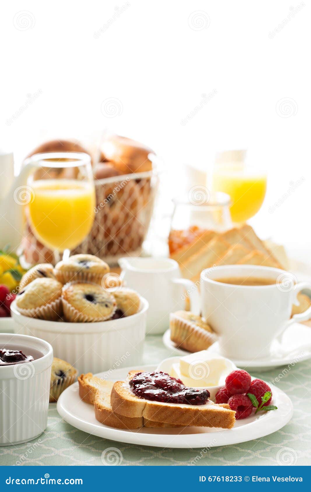 Fresh and Bright Continental Breakfast Table Stock Image - Image of ...