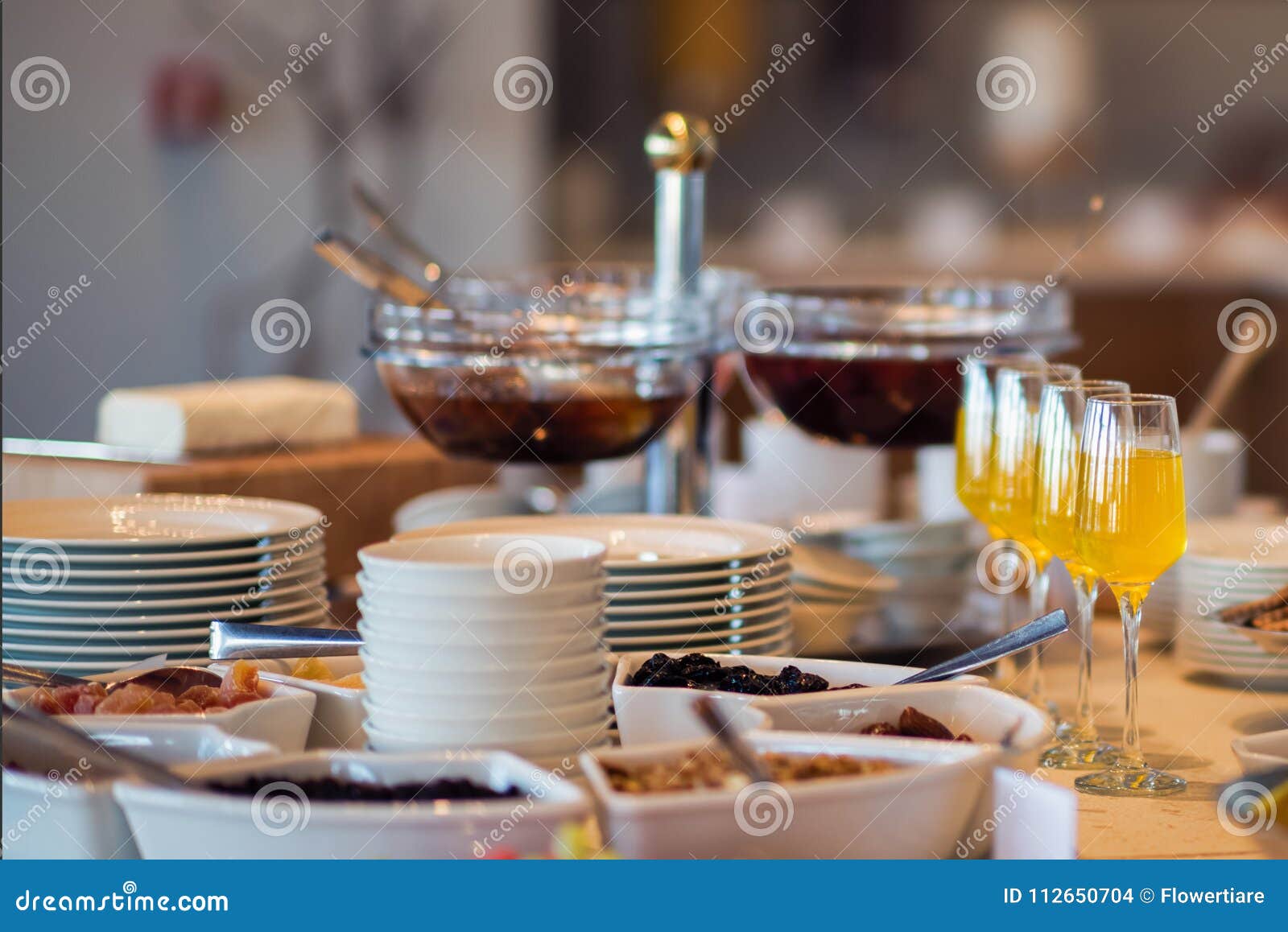 Fresh and Bright Continental Breakfast Table with Jam on Toast. Table ...