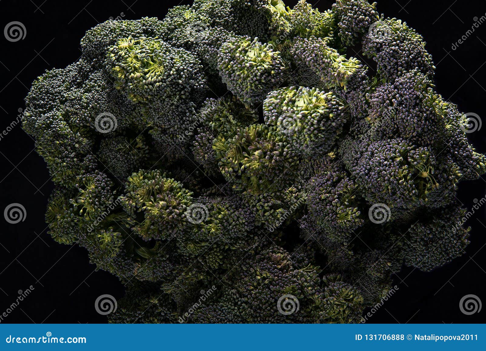 Fresh Broccoli on a Black Background Stock Photo - Image of healthy ...