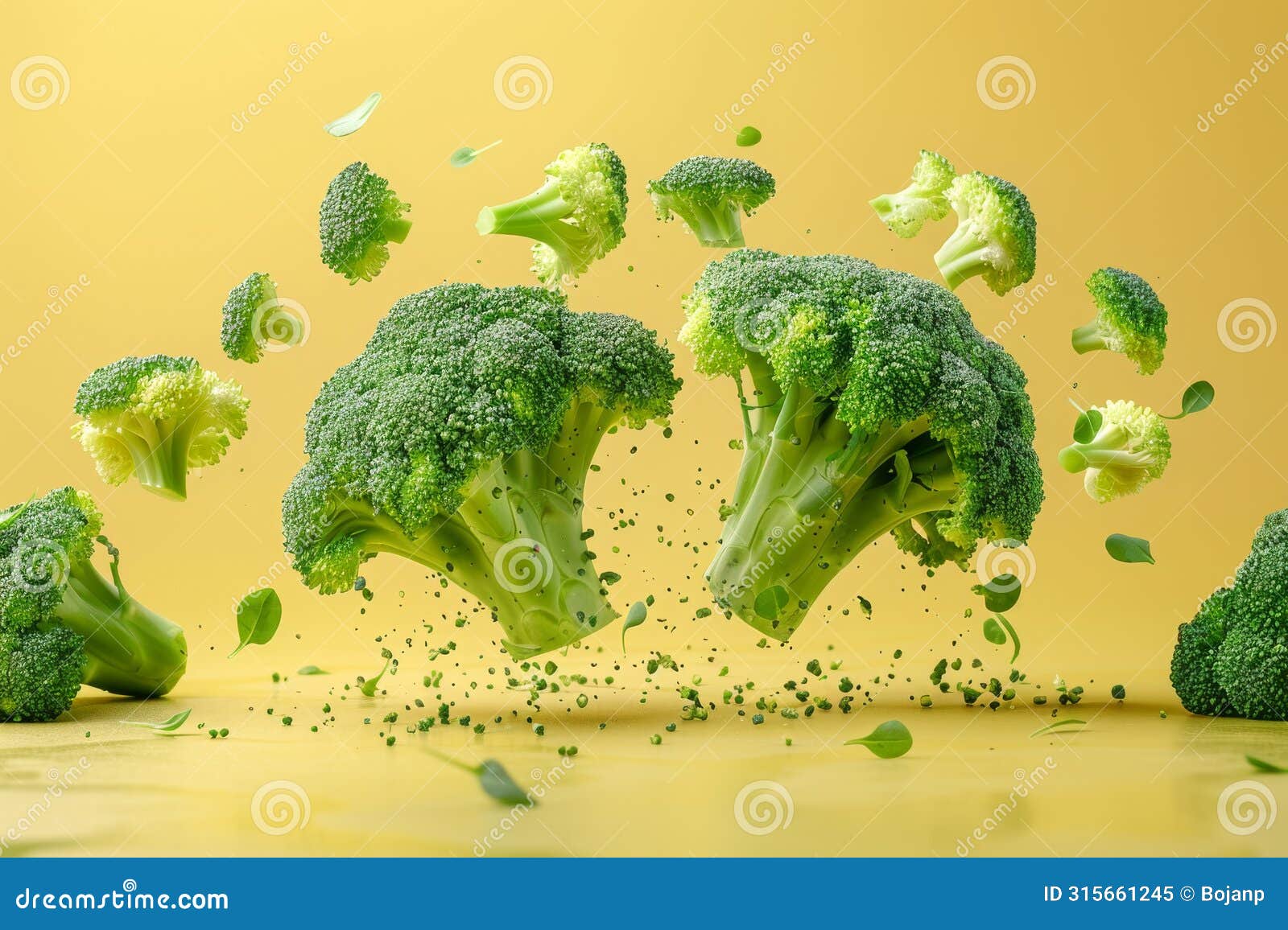 Fresh Broccoli Cut for Culinary Exploration on Orange Background Stock ...