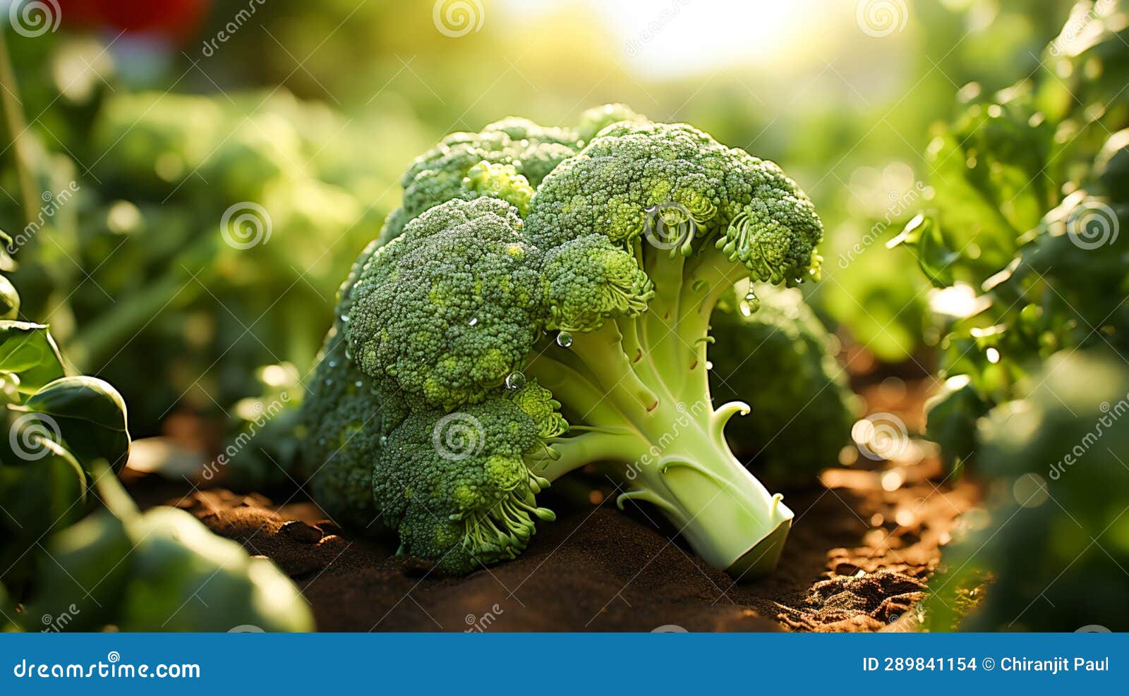 A Fresh Broccoli Vegetable in the Field, Broccoli Focus on Camera Stock ...