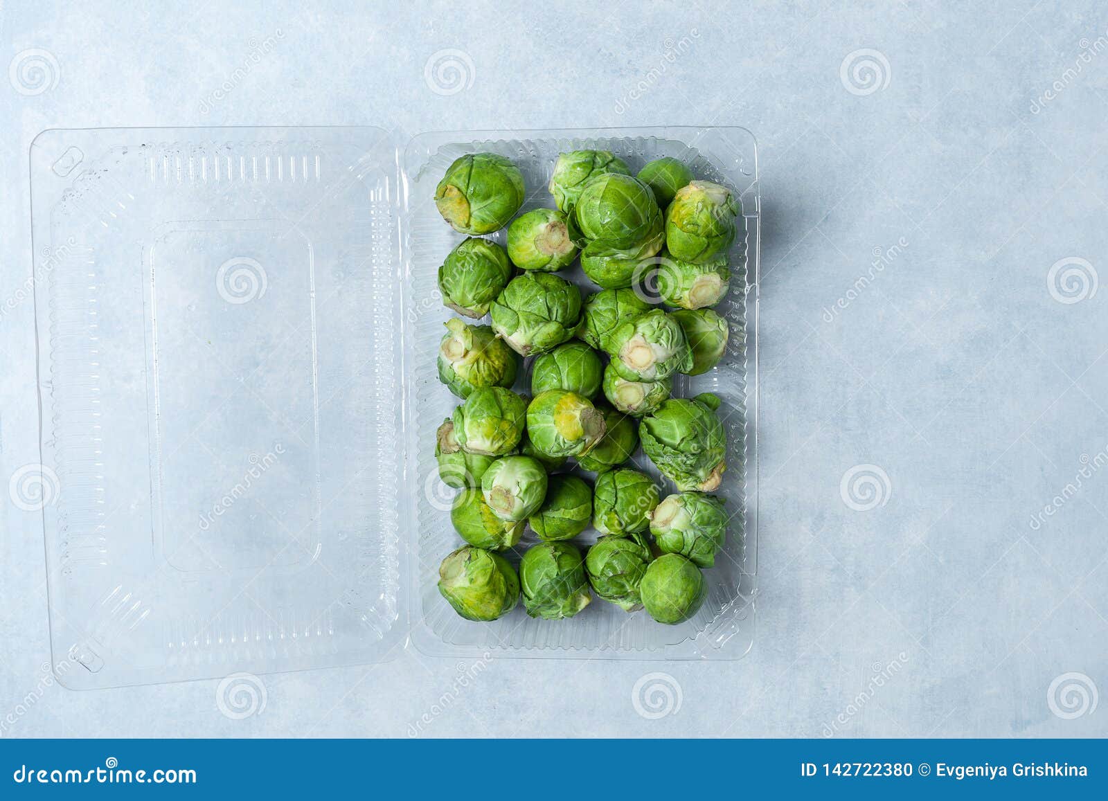 Fresh Brussels Sprouts in a Plastic Container Stock Photo - Image of ...