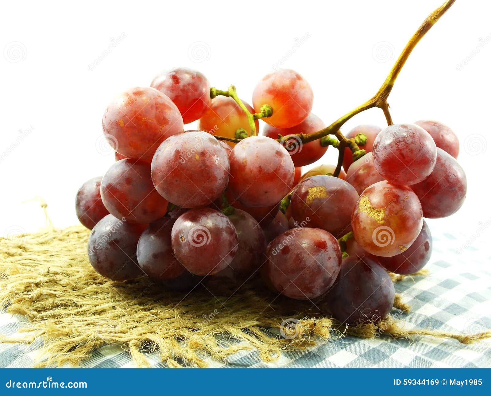 Fresh Bunch of Red Grapes on Tablecloth Stock Image - Image of fresh ...