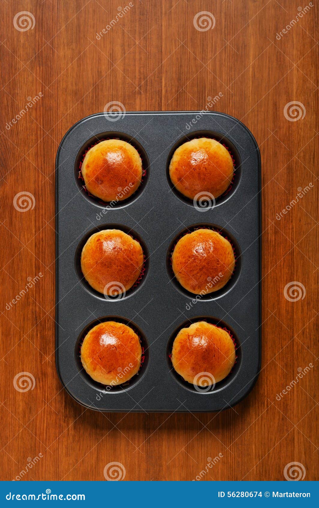 Fresh Buns in a Baking Dish on the Table Stock Photo - Image of biscuit ...