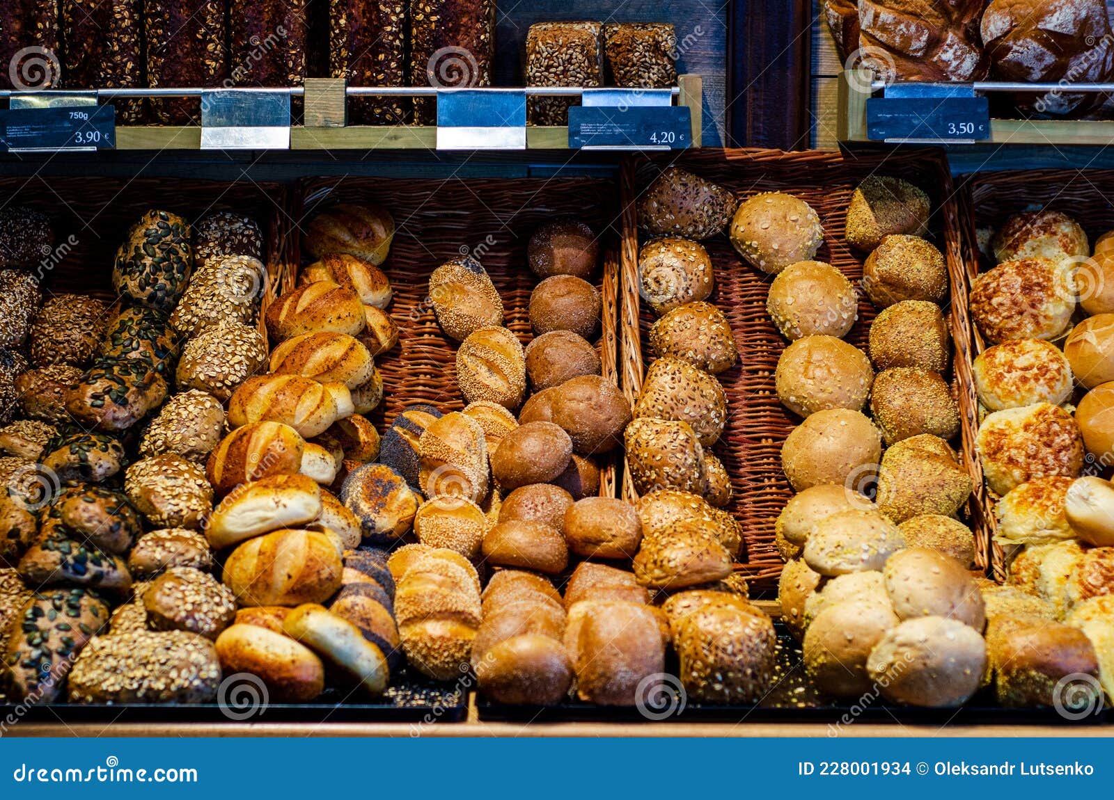 Fresh Buns on the Shelf in the Store Stock Photo - Image of brown ...