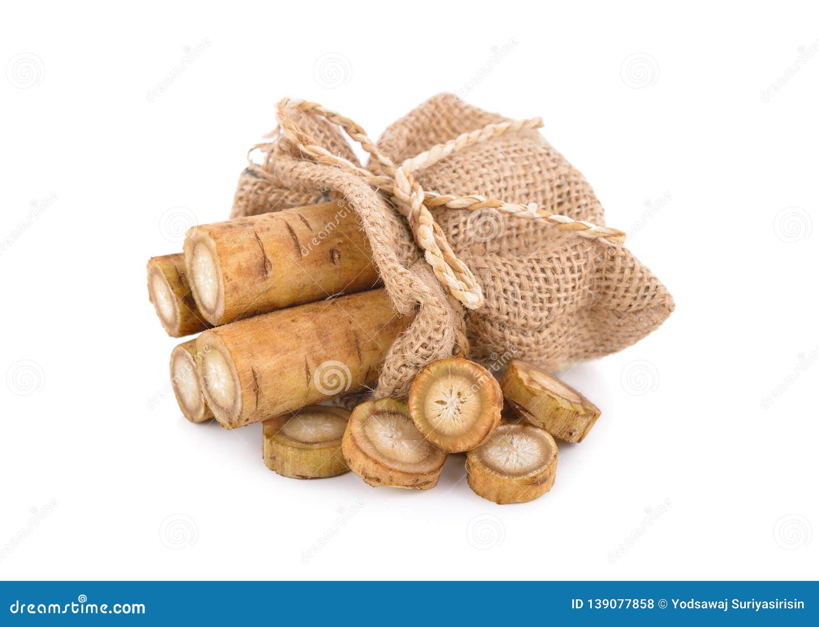 Fresh Burdock Root or Gobo in Sack on White Background Stock Photo ...