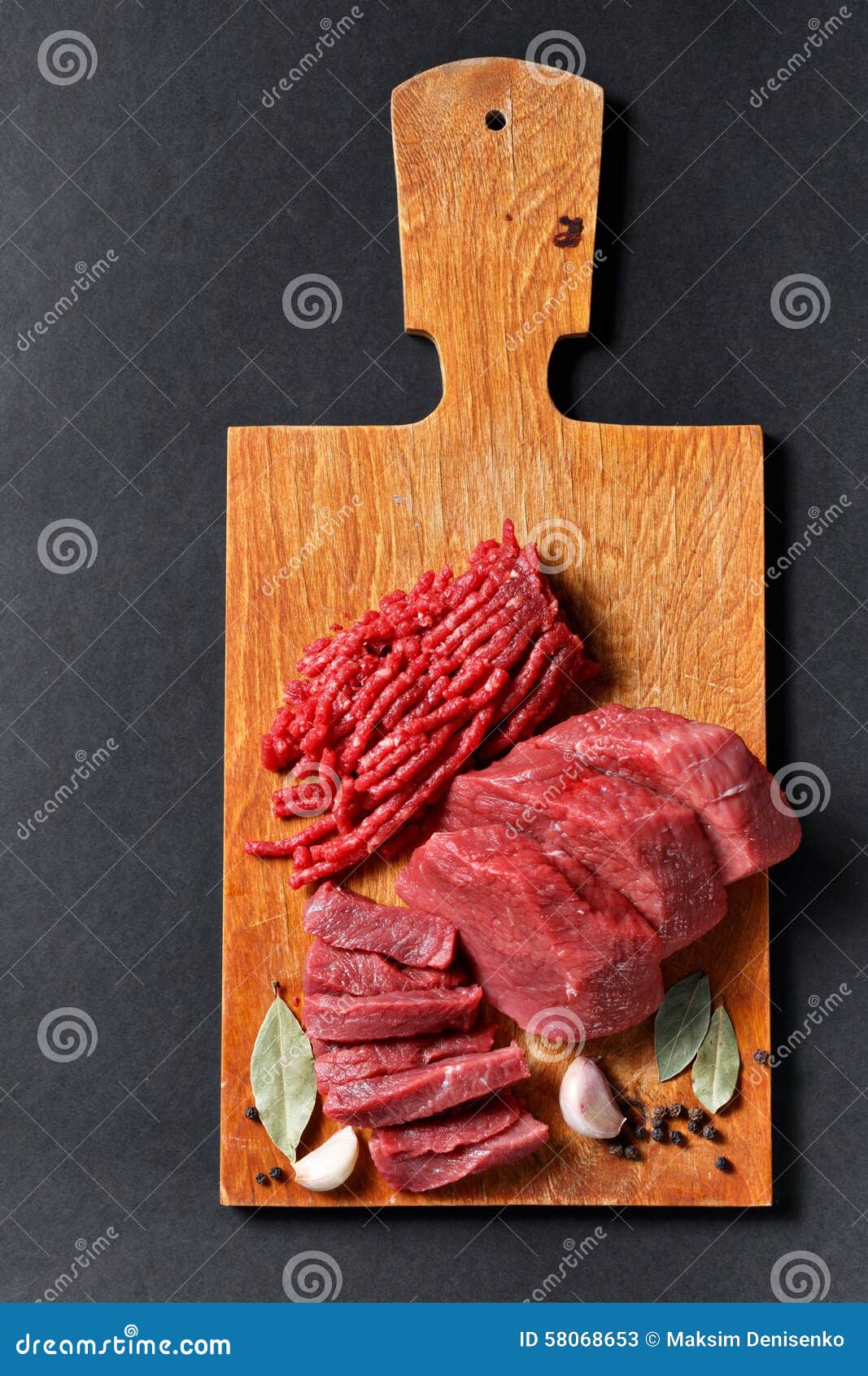 Fresh Butcher Cut Meat Assortment on Black Background Stock Image ...