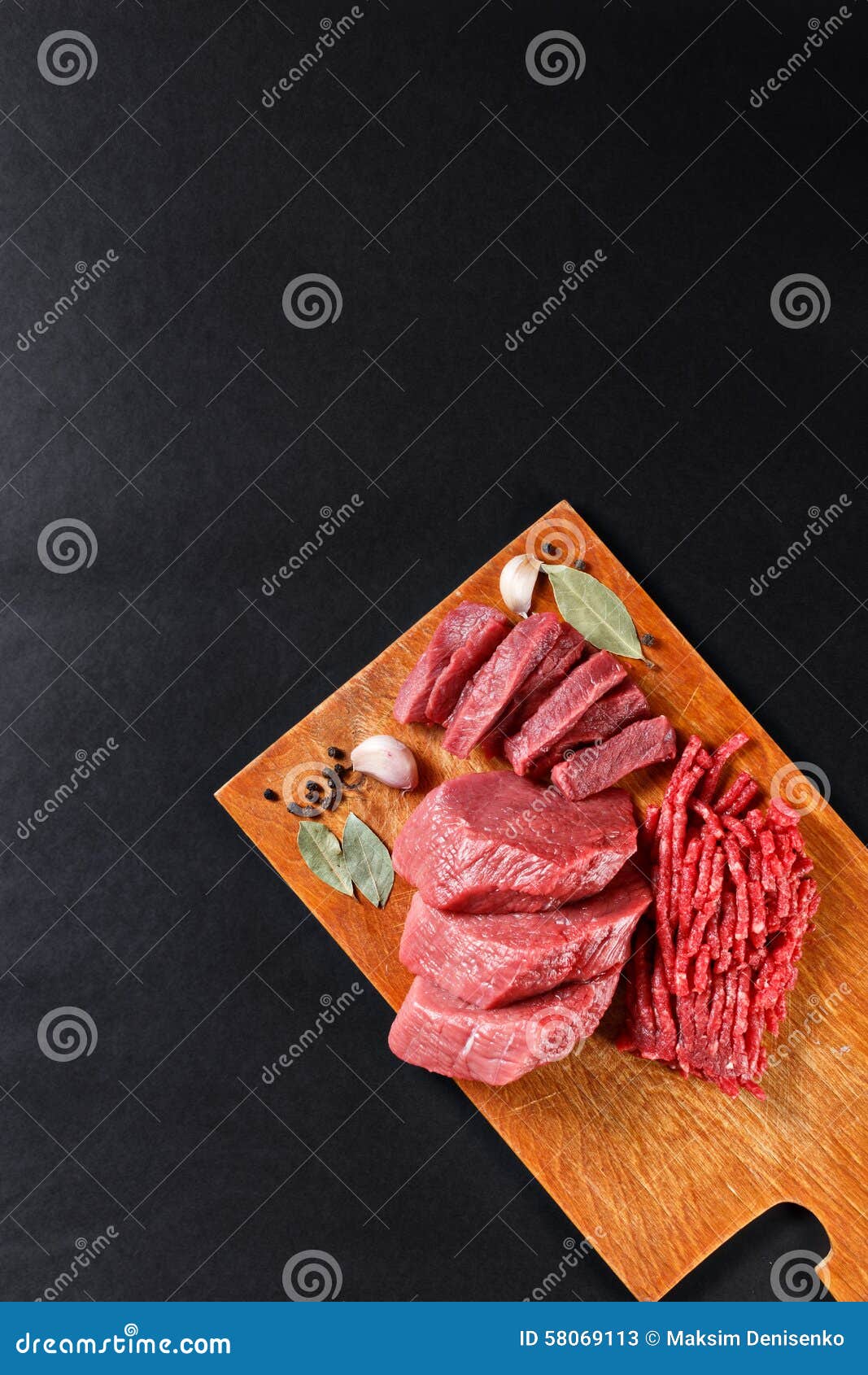 Fresh Butcher Cut Meat Assortment on Black Background Stock Image ...