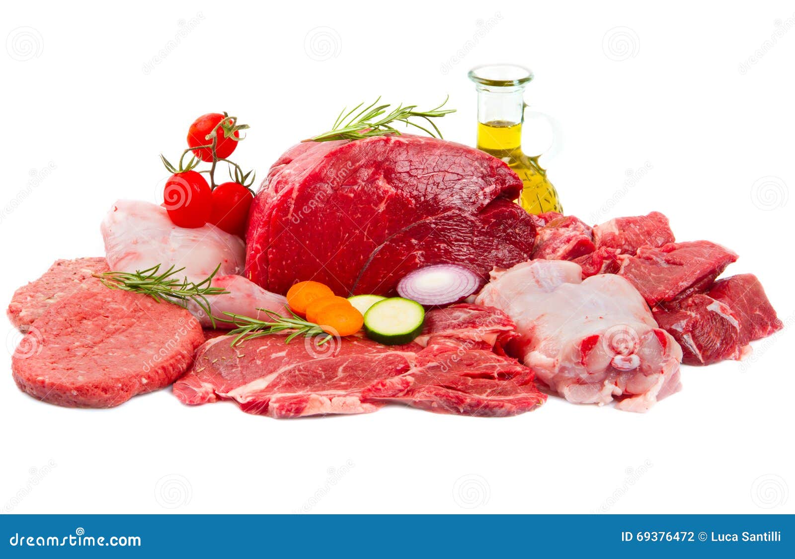 Fresh Butcher Cut Meat Assortment Garnished Stock Photo - Image of ...
