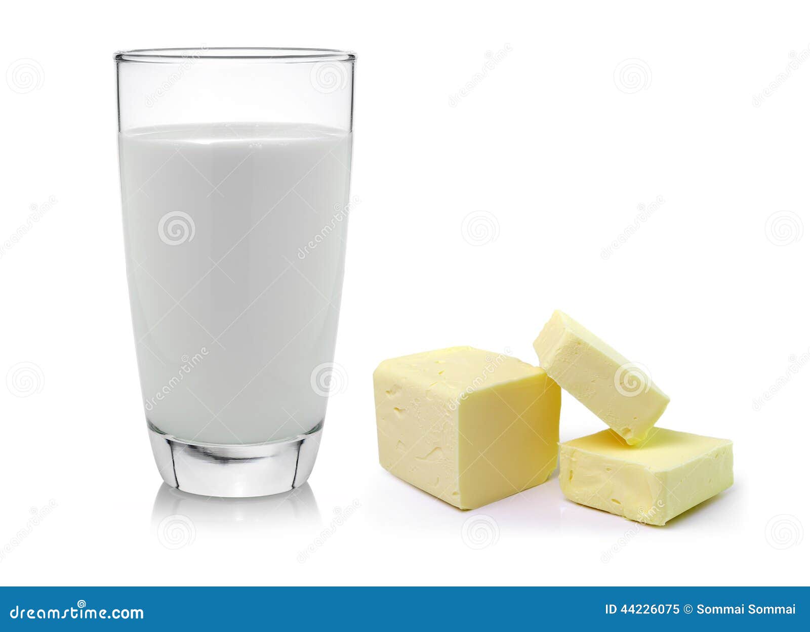 Fresh Butter and Milk Isolated on White Background Stock Image - Image ...