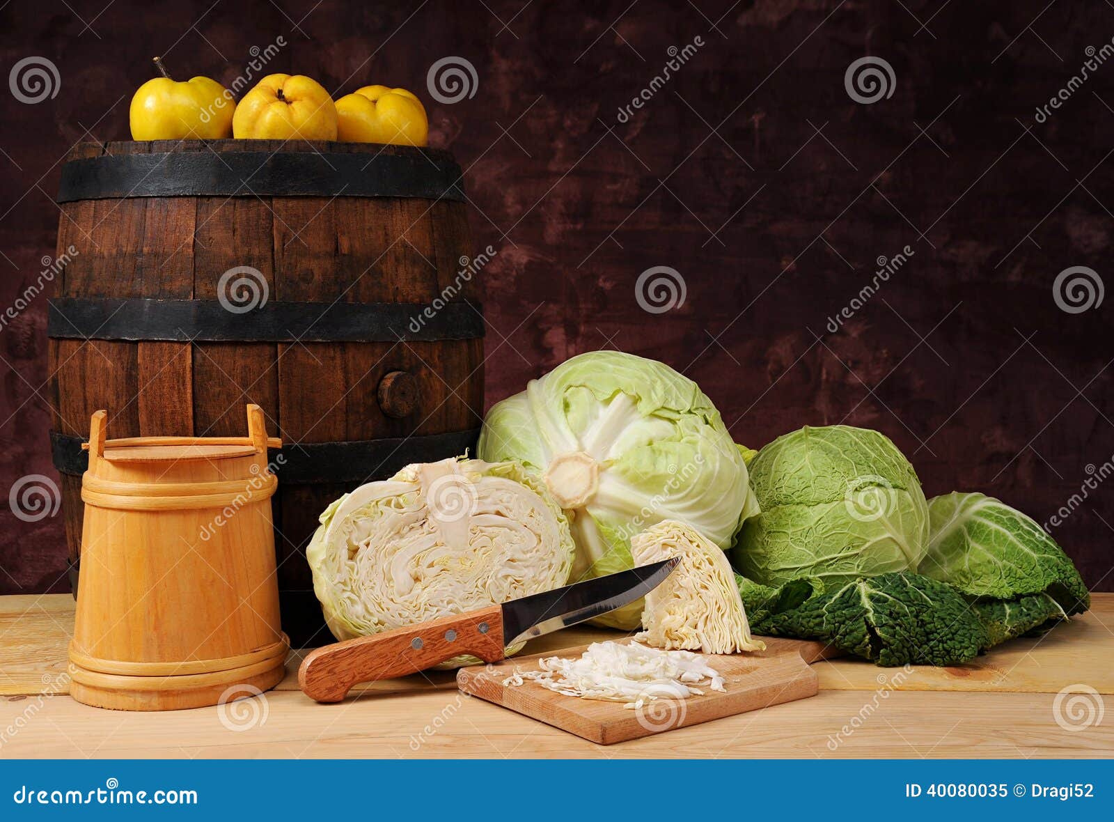 Fresh Cabbage and Wooden Barrel Stock Image - Image of barrel ...