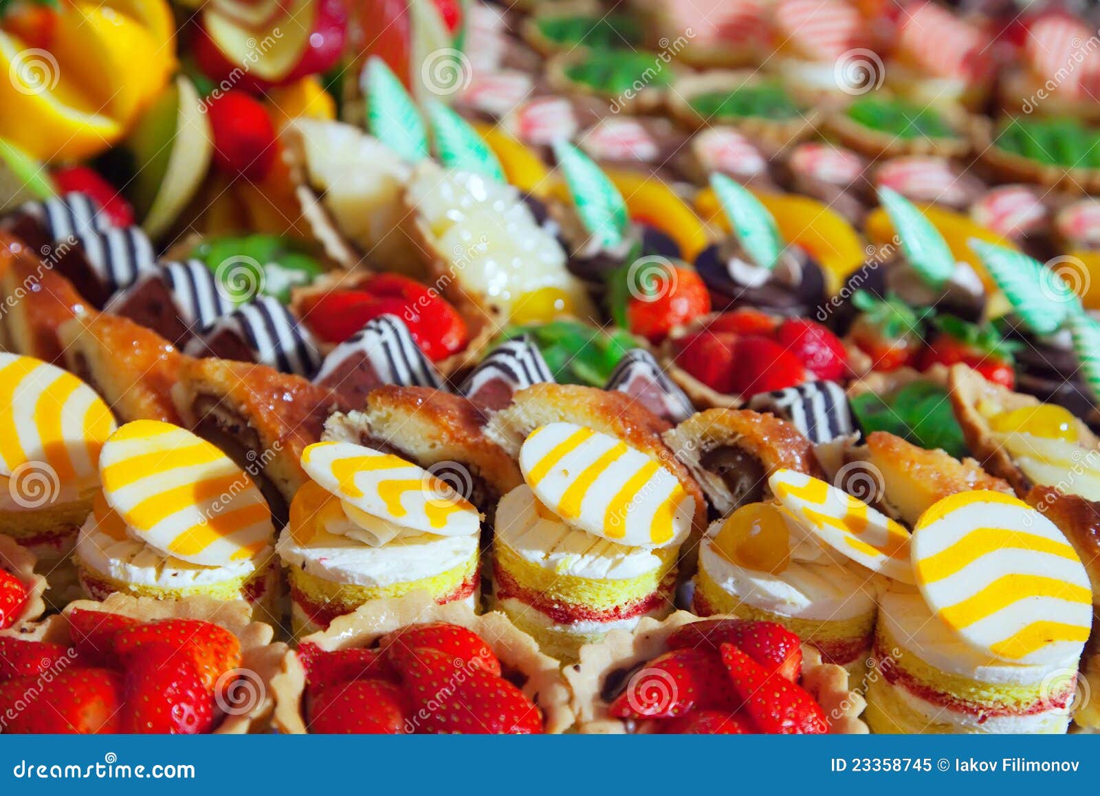 Fresh Cakes on Banquet Table Stock Image - Image of hotel, eating: 23358745