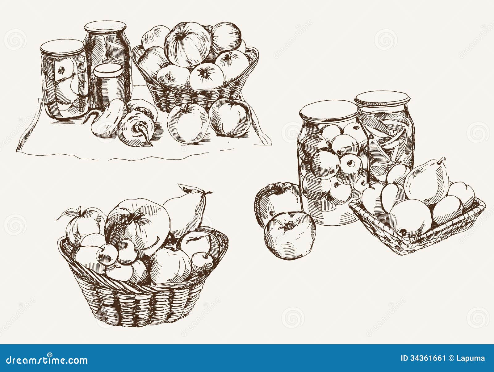 Fresh and canned fruit stock vector. Illustration of doodle - 34361661