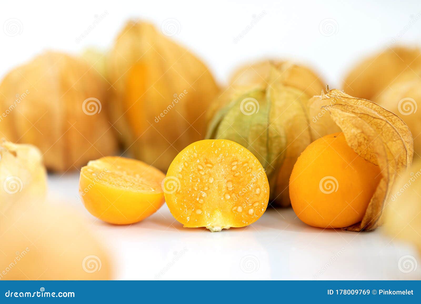 Fresh Cape Gooseberry Fruit on White Background Stock Image - Image of ...