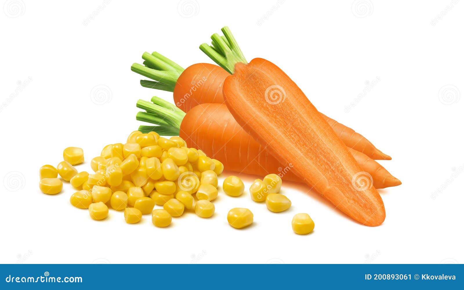 Fresh Carrot and Corn Seeds Isolated on White Background Stock Image ...