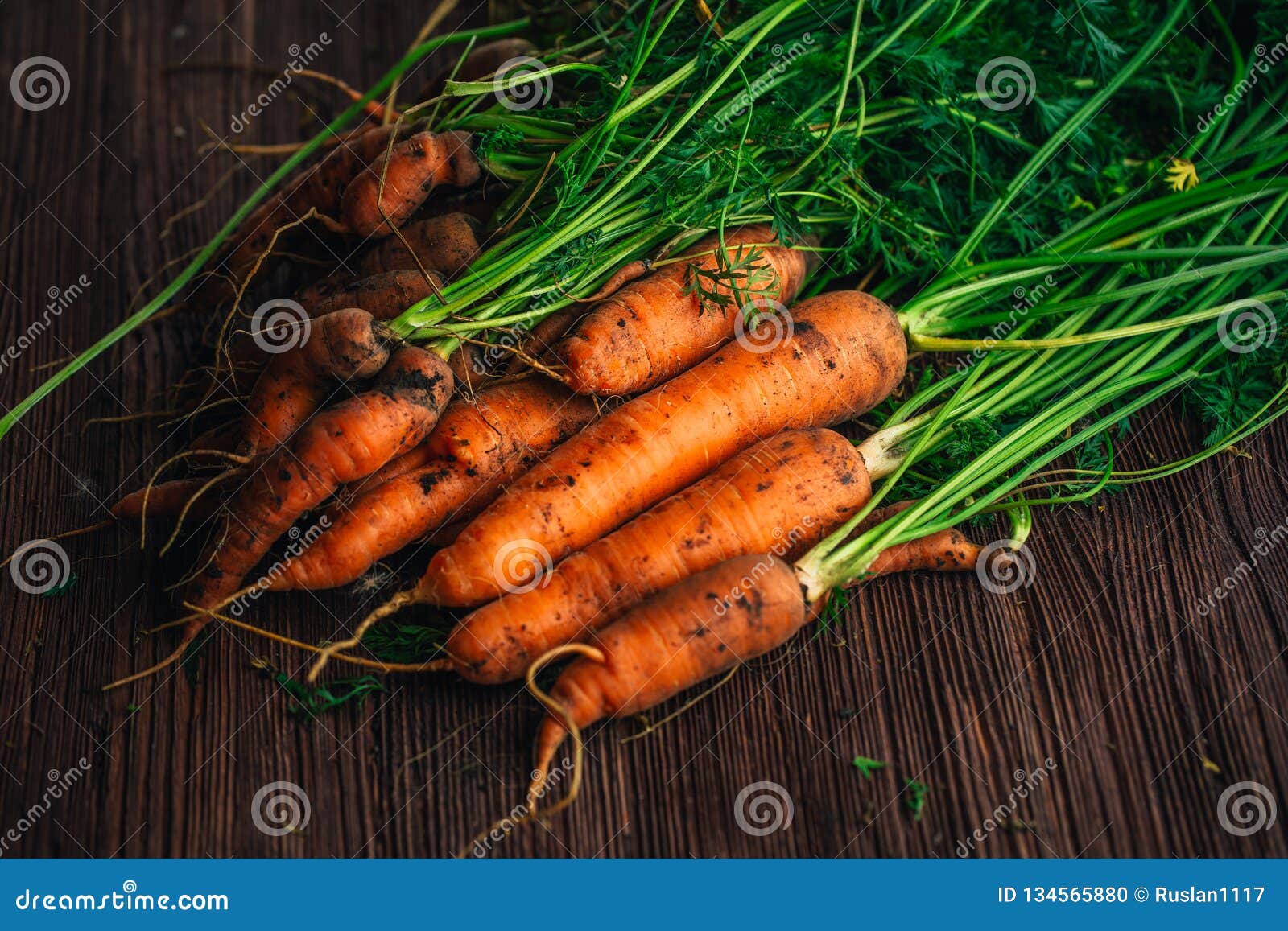 Fresh Carrots Close-up on a Wooden Background Stock Photo - Image of ...
