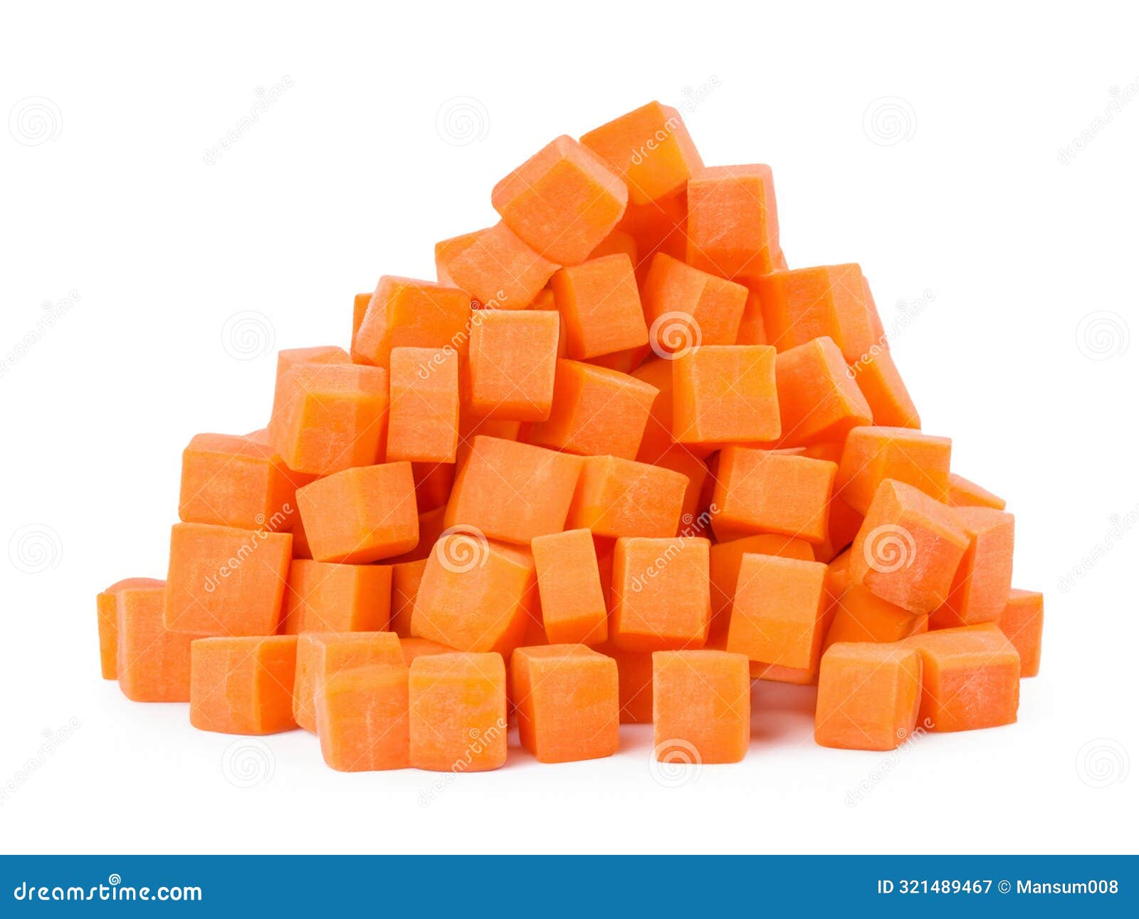 Fresh Carrots Cubes Isolated on White Stock Image - Image of cubes ...
