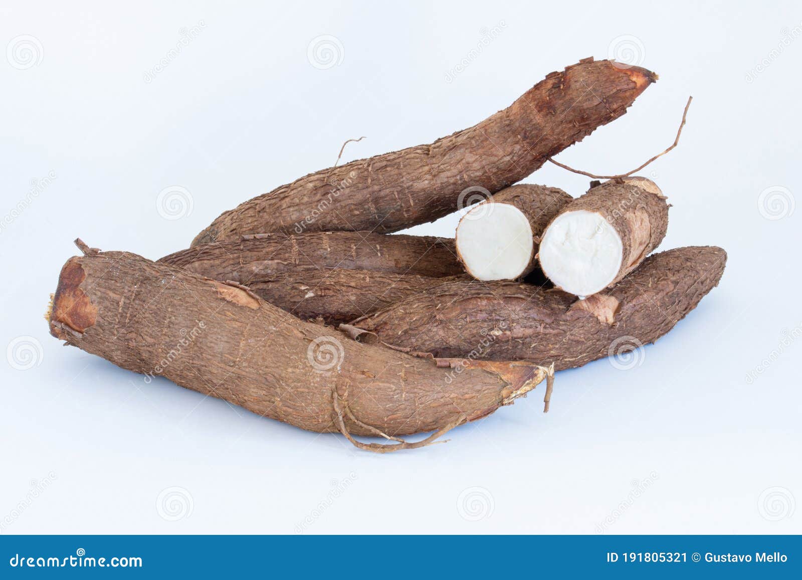 Fresh Cassava Root Isolated on a White Background. Space Copy Stock ...