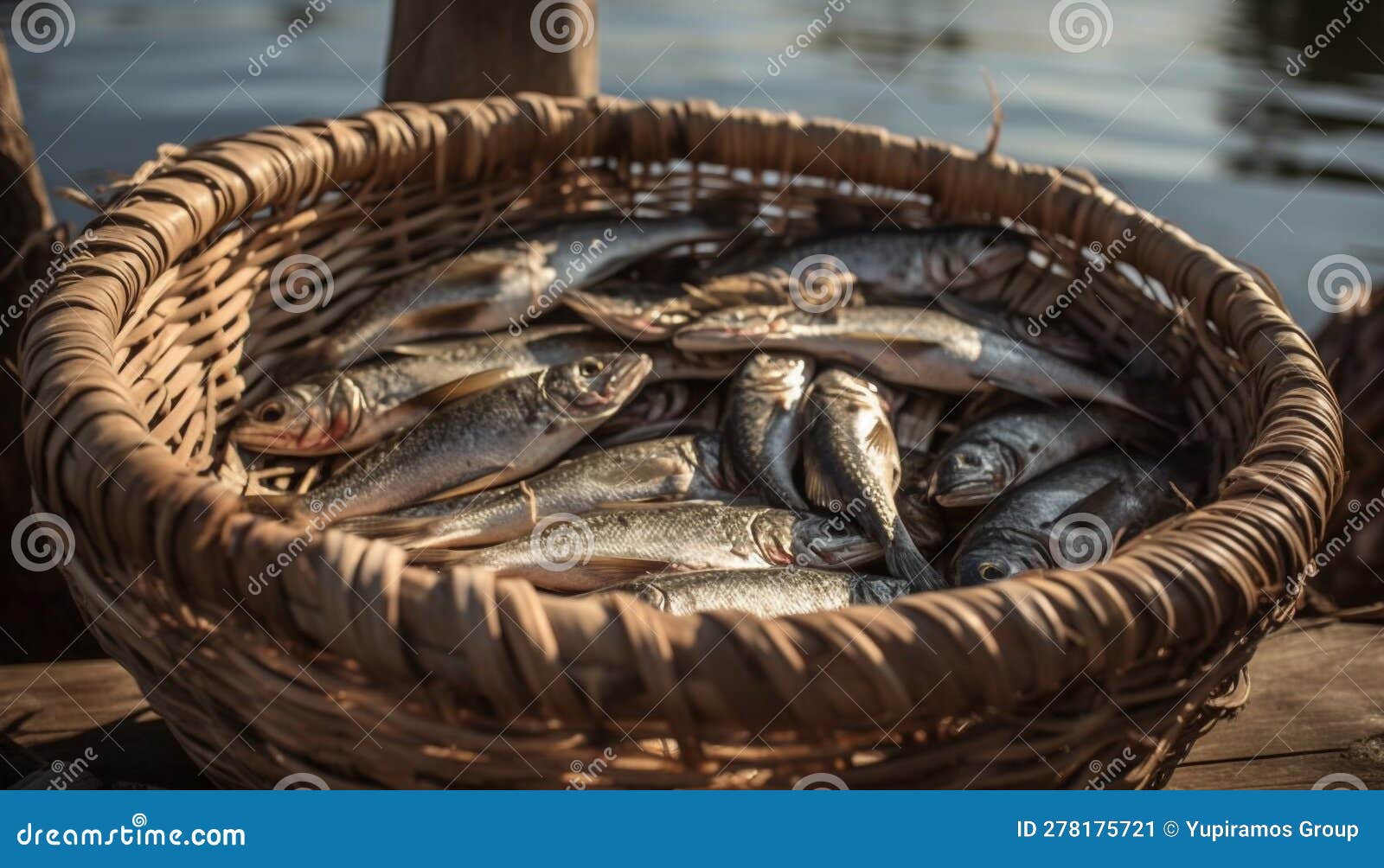 Fresh Catch of Fish in Wicker Basket Generated by AI Stock Image ...