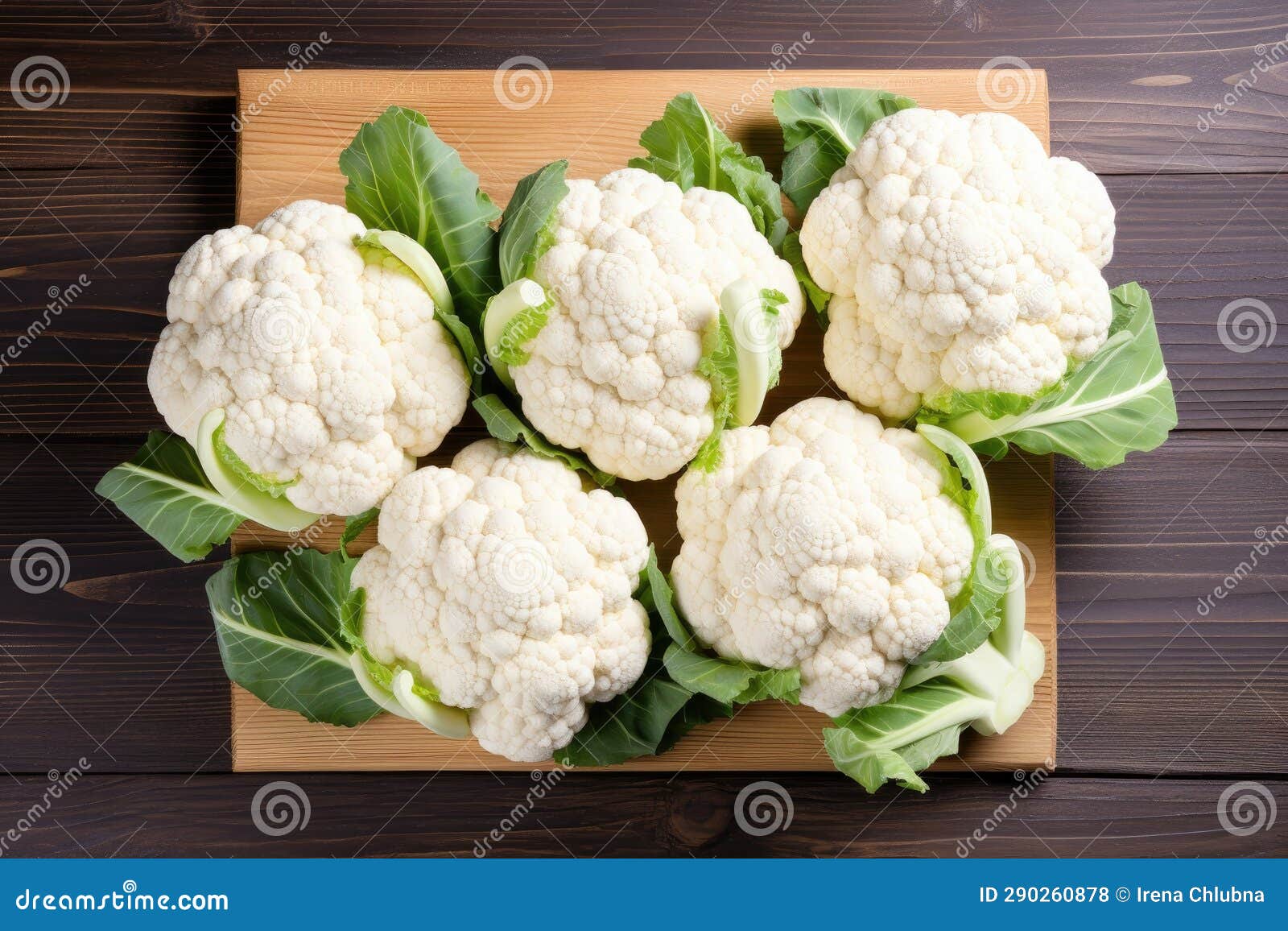 Fresh Cauliflower on Wooden Surface Stock Illustration - Illustration ...