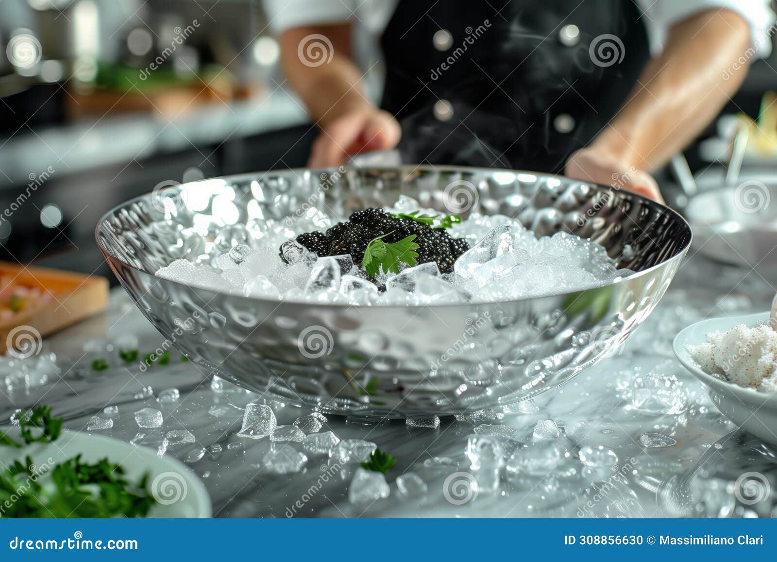 Fresh Caviar On Ice With Chef In Background Stock Photo | CartoonDealer ...