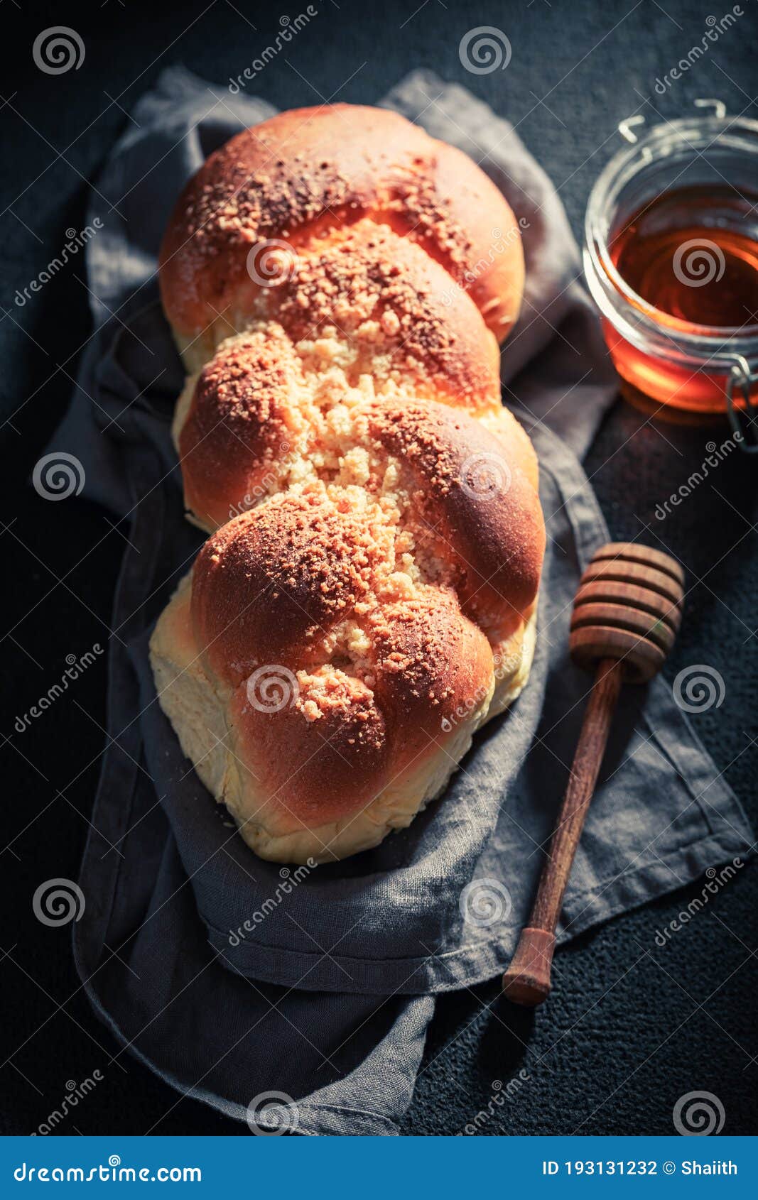 Fresh Challah on Dark Table for Breakfast Stock Photo - Image of chalah ...