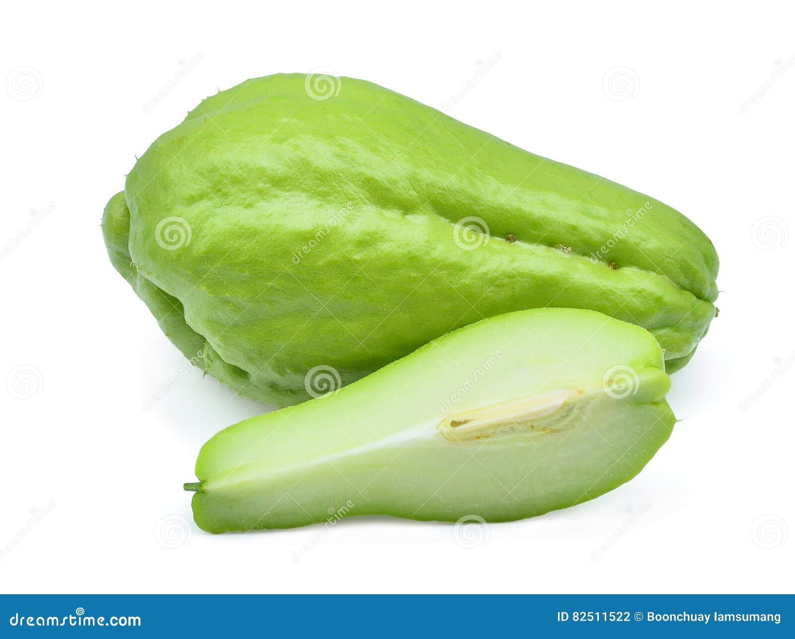Fresh Chayote Isolated on White Background Stock Photo - Image of crops ...