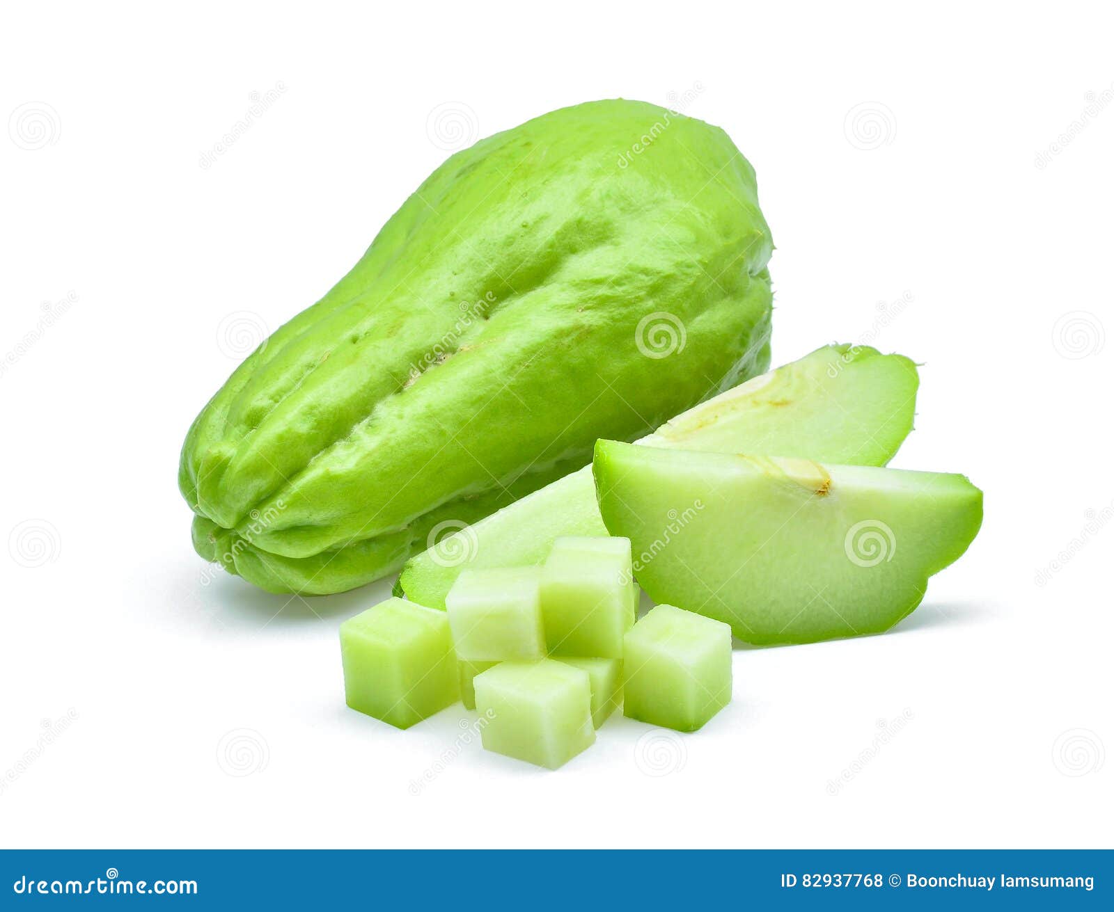 Fresh Chayote Isolated on White Background Stock Photo - Image of green ...