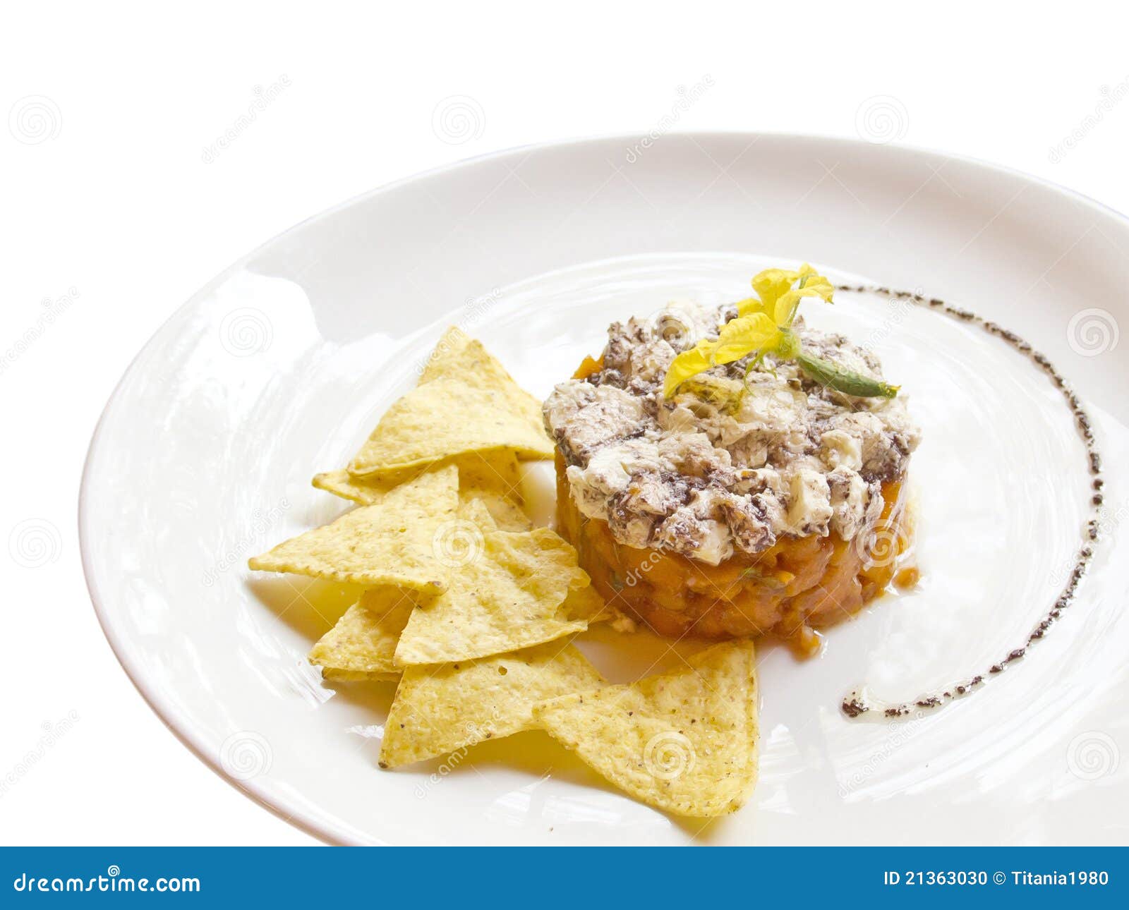 Fresh Cheese and Carrot Tartare Stock Photo - Image of gourmet, nachos ...