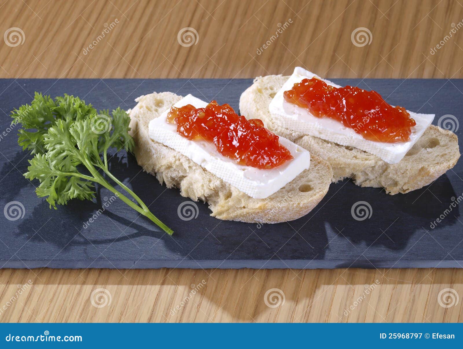 Fresh Cheese & Tomato Marmalade Tapas Stock Image - Image of shot ...