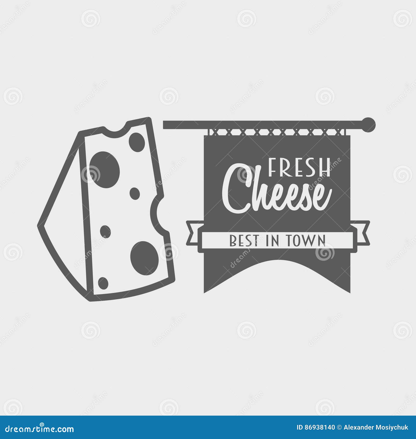Fresh Cheese Vintage Logo, Symbol or Label Design Concept with Solid ...