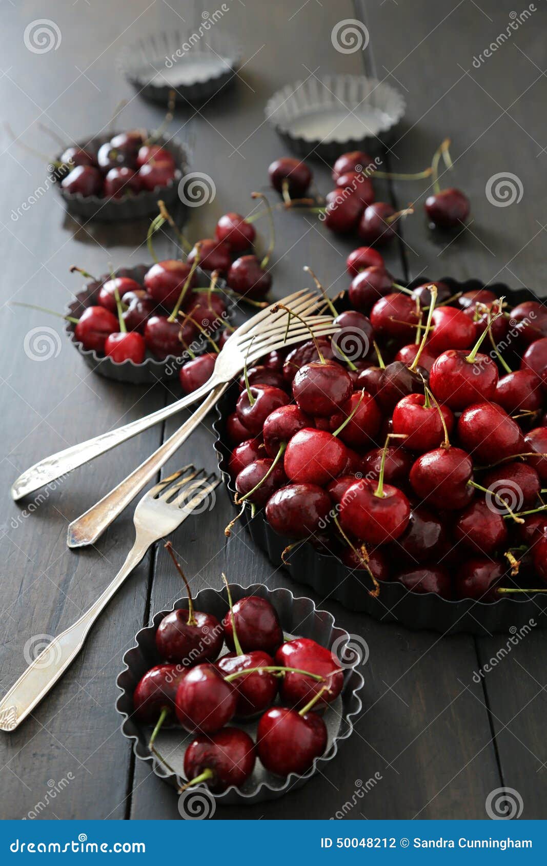 Fresh Cherries in Aluminum Plates Stock Photo - Image of ripe, love ...