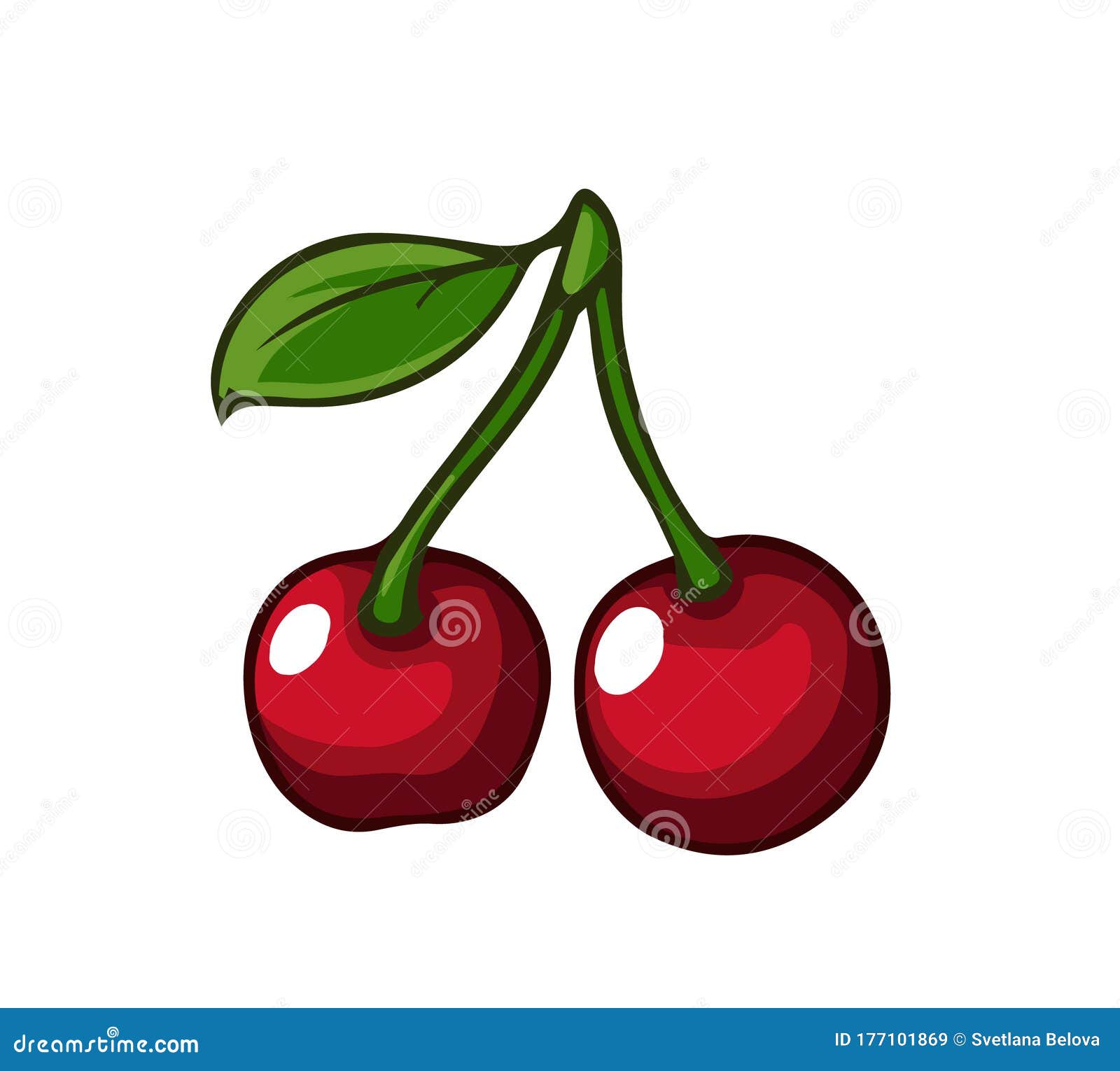 Fresh Cherries. Cartoon Vector Icon Isolated on White Stock Vector ...