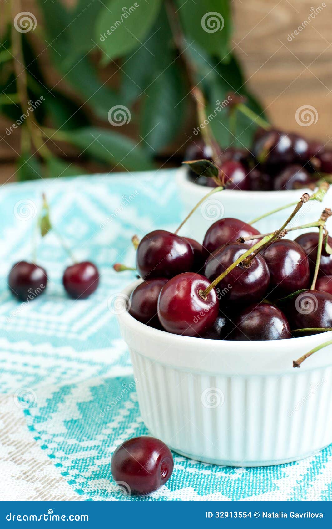 Fresh cherries stock photo. Image of bowl, white, vertical - 32913554