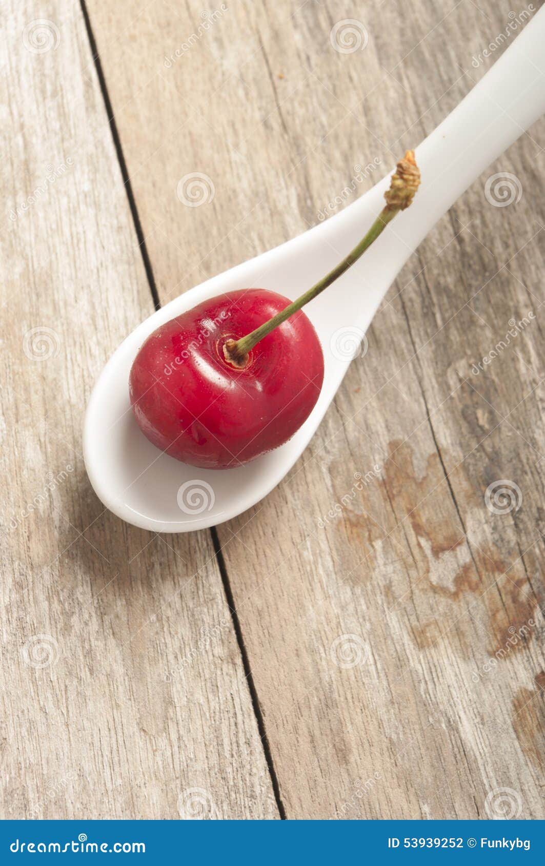 Fresh Cherries in Spoon on Table Stock Photo - Image of natural ...