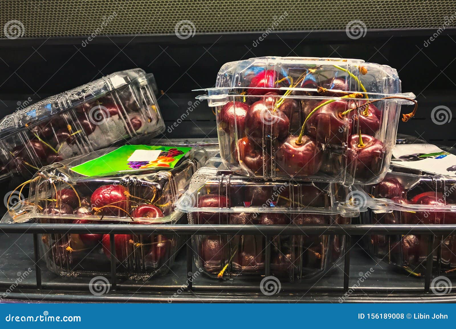 Fresh Cherries in Transparent Packets Stock Photo - Image of taste ...