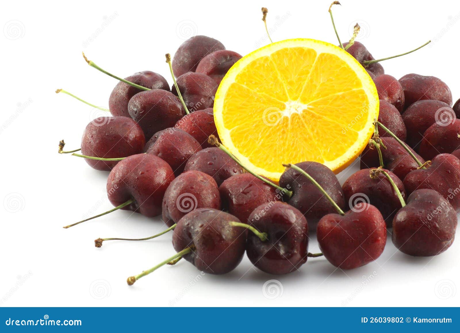 Fresh Cherry Around Navel Orange Stock Photo - Image of colorful ...