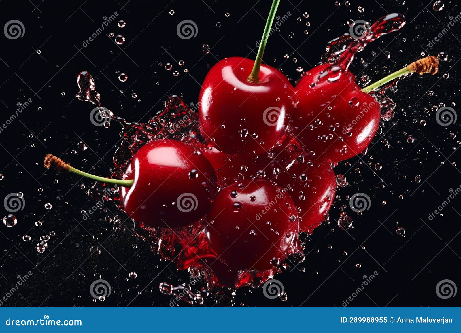 Fresh Cherry Berry Fruit in a Splash of Water Stock Illustration ...